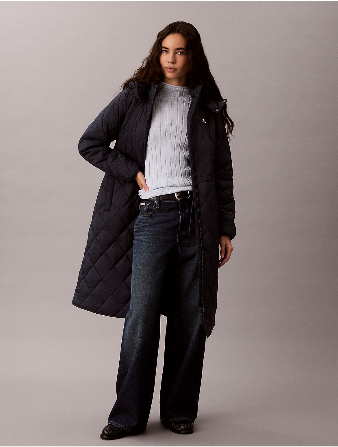 CALVIN KLEIN Calvin Klein Quilted Hooded Long Liner Coat